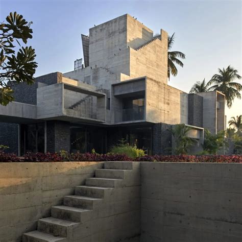 Matharoo Associates Folds Concrete Home In India Around Courtyards