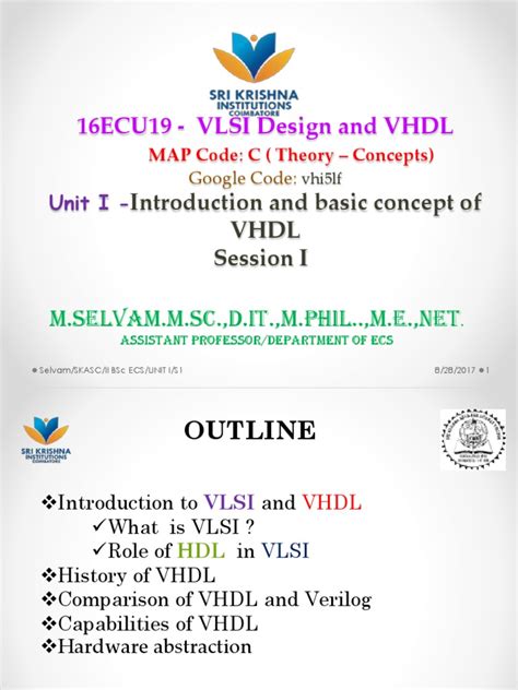 16ecu19 vlsi design and vhdl introduction and basic concept of vhdl session i pdf