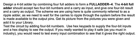 solved how do i test a 4 bit full adder on logicworks with