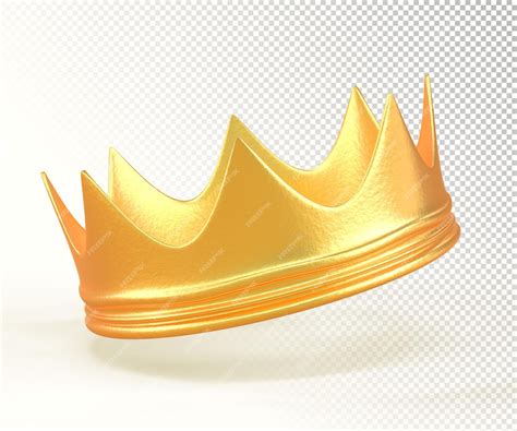 왕 여왕 왕자 공주 또는 군주 3d 렌더링 아이콘을 위한 황금 왕관 로얄 골드 금속 코로나 왕관 머리 장식 중세 황제 대관식 기호 흰색 배경 3d 그림에 격리 프리미엄