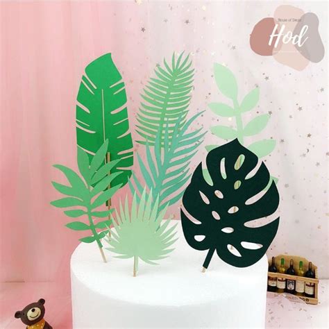 Jual 7 Pc Set Topper Tropical Leaf Hiasan Kue Properti Foto Bentuk Daun Tropis Daun Pisang