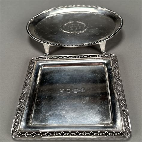 Lot 012 2 Small Sterling Silver Trays 1 6″ Square By Dominick And Haff