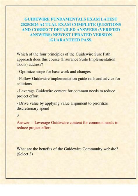Guidewire Fundamentals Exam Latest 2025 2026 Actual Exam Complete Questions And Correct Detailed