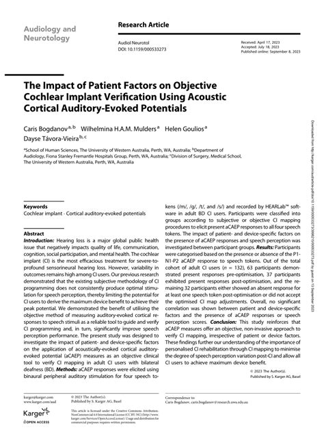 Pdf The Impact Of Patient Factors On Objective Cochlear Implant