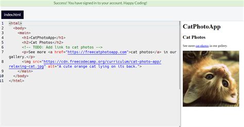 Learn HTML by Building a Cat Photo App - Step 14 - HTML-CSS - The freeCodeCamp Forum