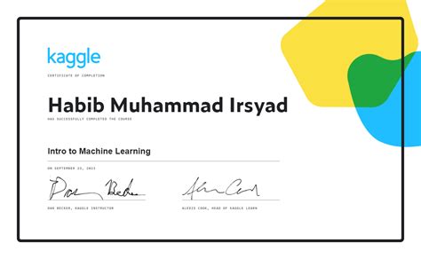 Habib Muhammad Irsyad Completed The Intro To Machine Learning Course On Kaggle