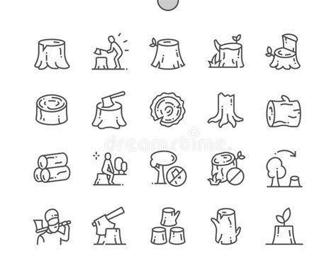 Tree Cutting Line Icons Stock Illustrations Tree Cutting Line Icons Stock Illustrations