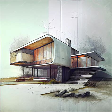 Premium Photo Luxury House Architecture Drawing Sketch Plan Blueprint