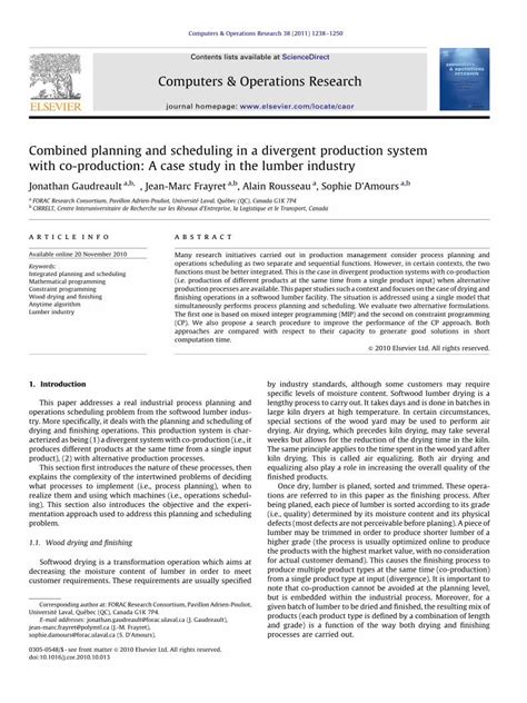 Pdf Combined Planning And Scheduling In A Divergent Production System With Co Production A