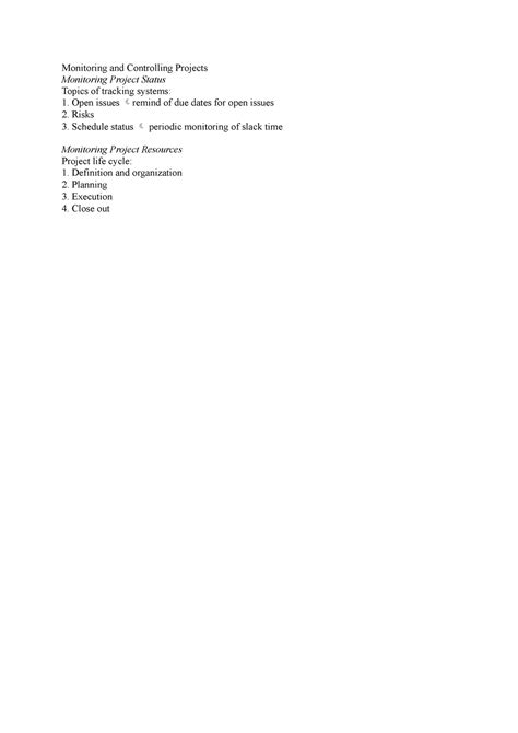 Monitoring And Controlling Projects Monitoring And Controlling