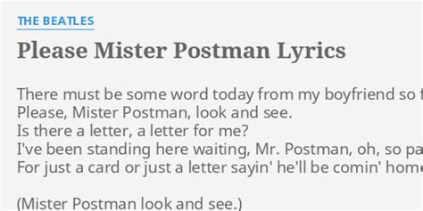 Please Mister Postman Lyrics By The Beatles There Must Be Some