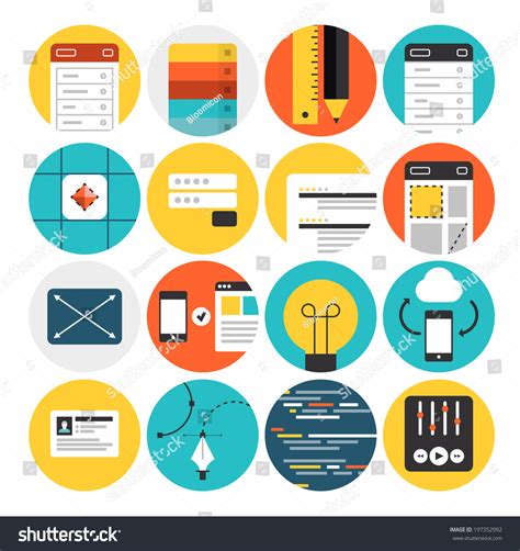 Flat Icons Set Web Design Website Stock Vector Royalty Free 197352992