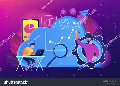 Developers Drawing Chart Monitoring Applications Computing Stock Vector
