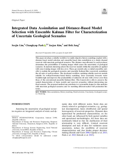 Pdf Integrated Data Assimilation And Distance Based Model Selection With Ensemble Kalman