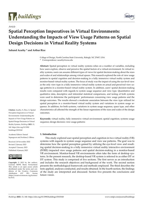 PDF Spatial Perception Imperatives In Virtual Environments Understanding The Impacts Of View