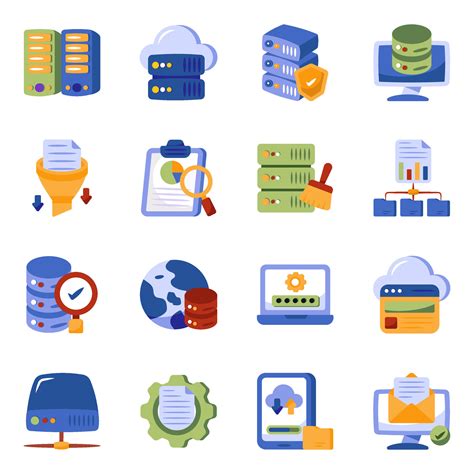 Pack Of Data Flat Icons Vector Art At Vecteezy