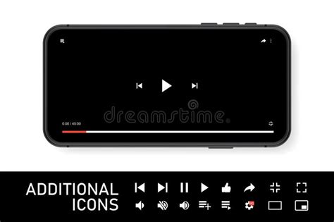 Black Smartphone With Youtube Player On The Screen Modern Design Vector Illustration Stock