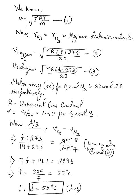The Specific Gravity Of Oxygen And Nitrogen Are In The Ration Of 1614 The Temperature Which