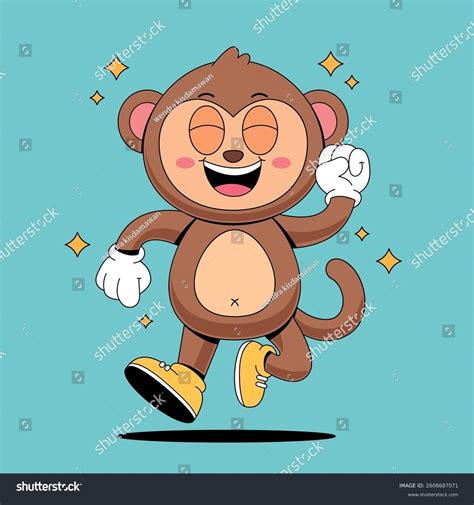 Happy Monkey Cartoon Mascot Illustration Stock Vector Royalty Free