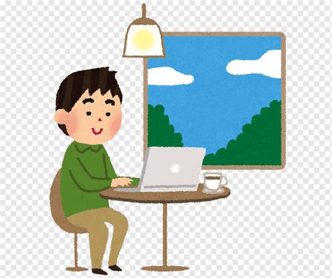 Cafe Kissaten Digital Nomad 일러스트 레이터 프리랜서 커피 어린이 카페 독서 Png Pngwing