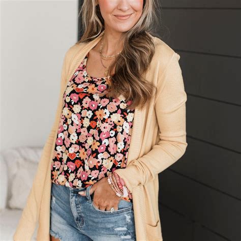 Comfortable With Myself Knit Cardigan Dusty Yellow The Pulse Boutique