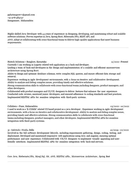 Pratik Phatangare Javadeveloper Pdf Java Programming Language
