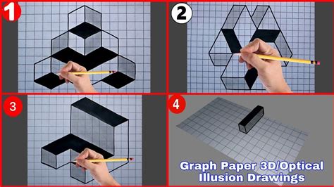 Graph Paper 3d Optical Illusion Drawings 3d Drawing Optical