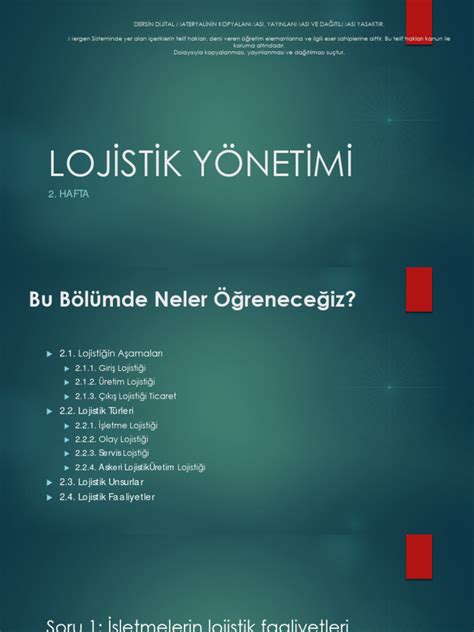 Lojistik Yonetimi 2hafta Pdf