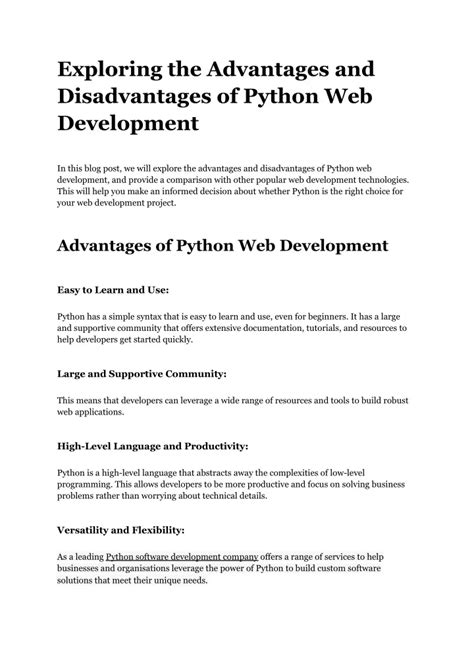 ppt exploring the advantages and disadvantages of python web