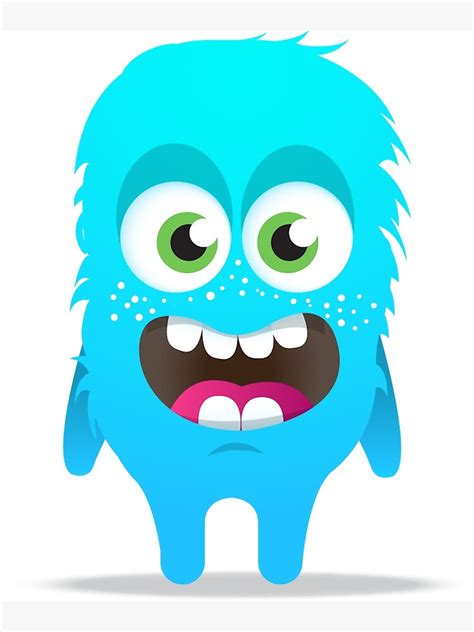 Blue Cartoon Character Illustration Classdojo Student Classroom Blue Monster Poster For