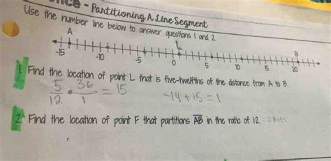 Ce Partitioning A Line Segment Use The Number Line Below To Answe A I Fhe Location Of Point L