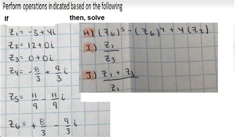 Solved Perform Operations Indicated Ba Sed On The Following