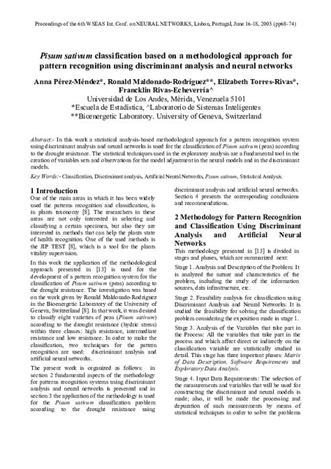 Pdf Pisum Sativum Classification Based On A Methodological Approach