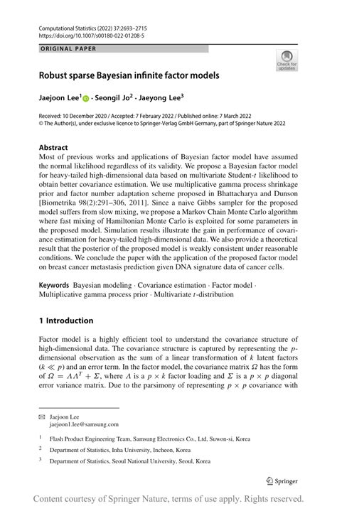 robust sparse bayesian infinite factor models request pdf