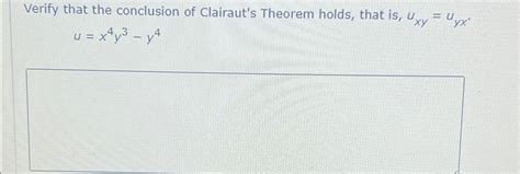 Solved Verify That The Conclusion Of Clairauts Theorem