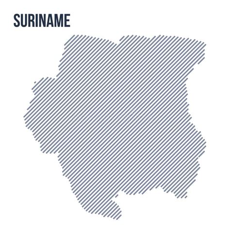 Vector Abstract Hatched Map Of Suriname With Oblique Lines Isolated On A White Background Stock