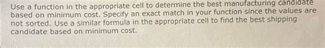 Use A Function In The Appropriate Cell To Determine