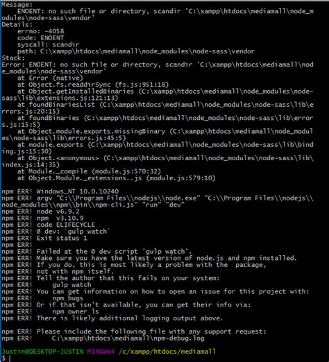 npm node sass directory not found stack overflow