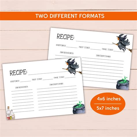 Printable Halloween Recipe Card Bundle Editable Recipe Card Template