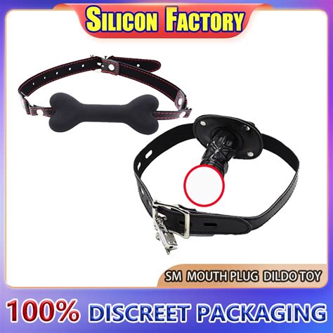 Sex Toy Sm Slave Silicon Mouth Plug Dildo Toy With Pu Leather Strap A72