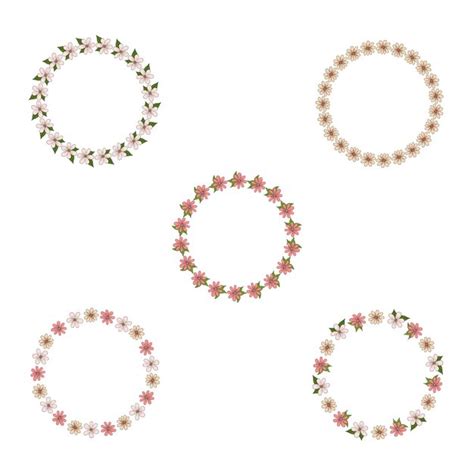 Premium Vector Round Frames With Flowers And Leaves