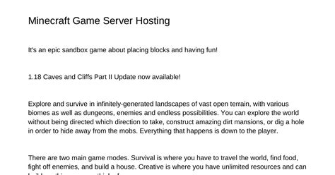 Minecraft Game Server Hostingotthfpdfpdf Docdroid