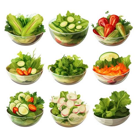 Ensalada Comida Fresco Ilustración Dieta Vector Orgánico Saludable Vegetal Nutrición Cuenco