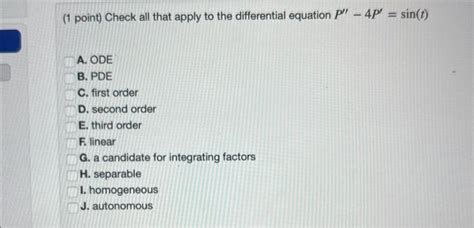 Solved 1 Point Check All That Apply To The Differential