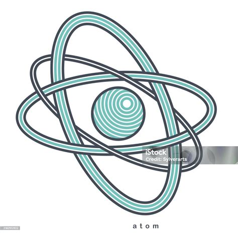Atom Vector Symbol In Modern Linear Style Isolated On White Science Icon Or Logo Of Elementary