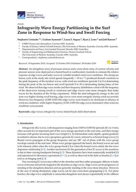 Pdf Infragravity Wave Energy Partitioning In The Surf Zone In