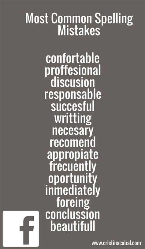 Common Errors 5 Spelling Mistakes Blog De Cristina Spelling Learn English Spelling Bee