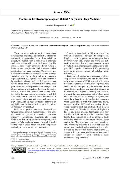 PDF Nonlinear Electroencephalogram EEG Analysis In Sleep Medicine