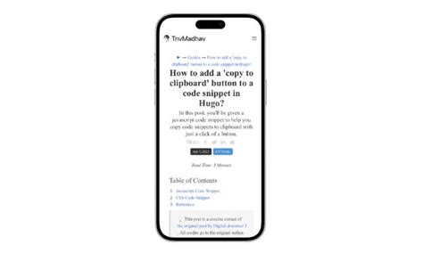 Tnvmadhav How To Add A Copy To Clipboard Button To A Code Snippet