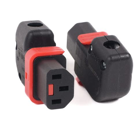 IEC LOCK Rewireable Right Or Left Angled IEC C Connector Webber Electronics